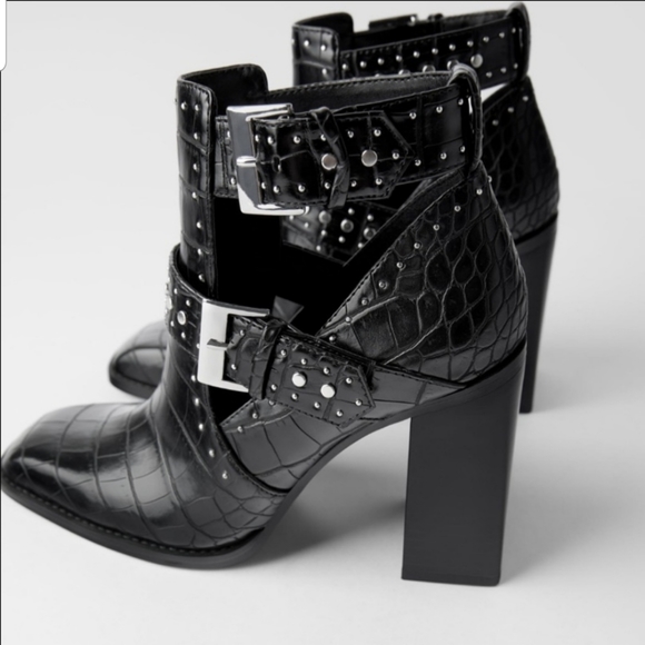 Zara | Shoes | Zara Studded Animal Print Ankle Boots | Poshmark